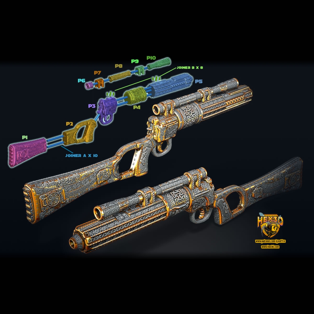 Deluxe EE-3 Mando Blaster (Hex3D) - 3DPrinter.nz